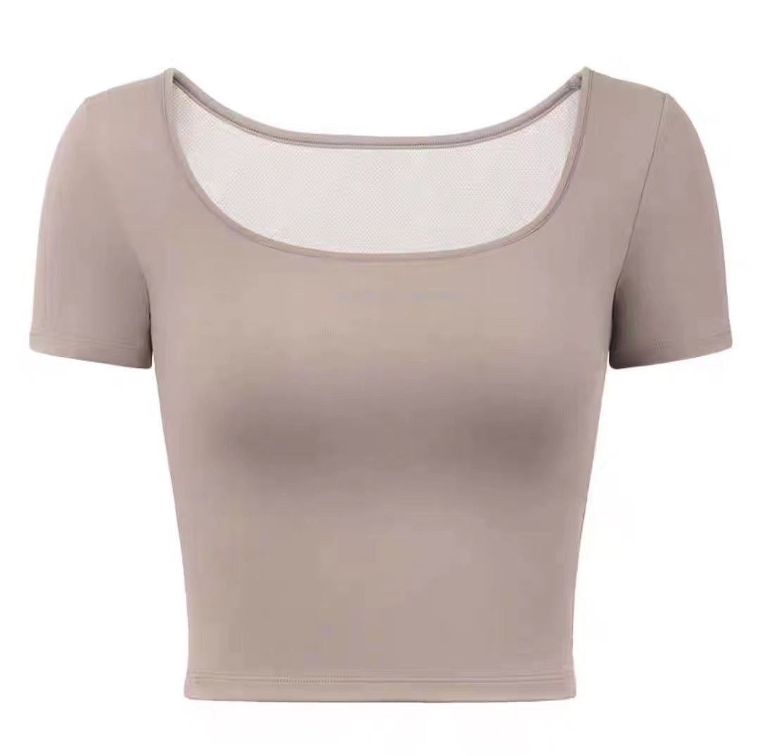 Small Square Neck Sports Slim Short Sleeve T-Shirt – FOUREGG